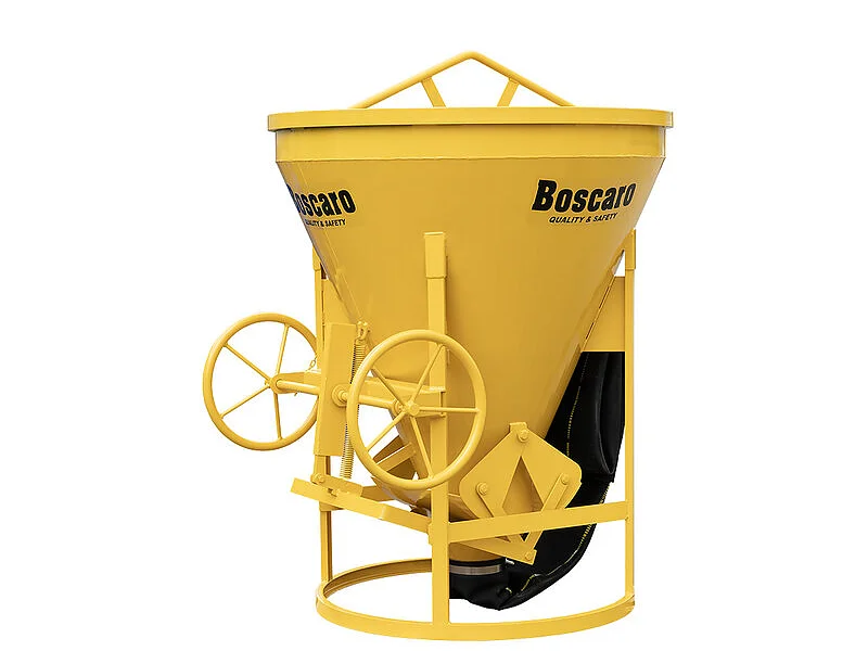 Conical concrete bucket with rubber hose and geared opening - Boscaro ...