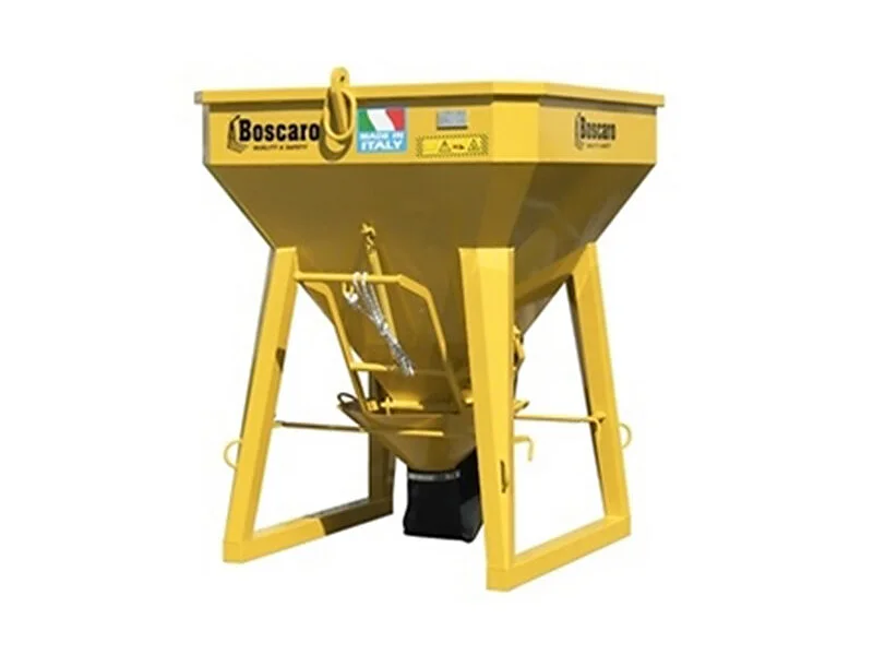 Concrete column skip with rubber hose, levered opening, and lateral ...