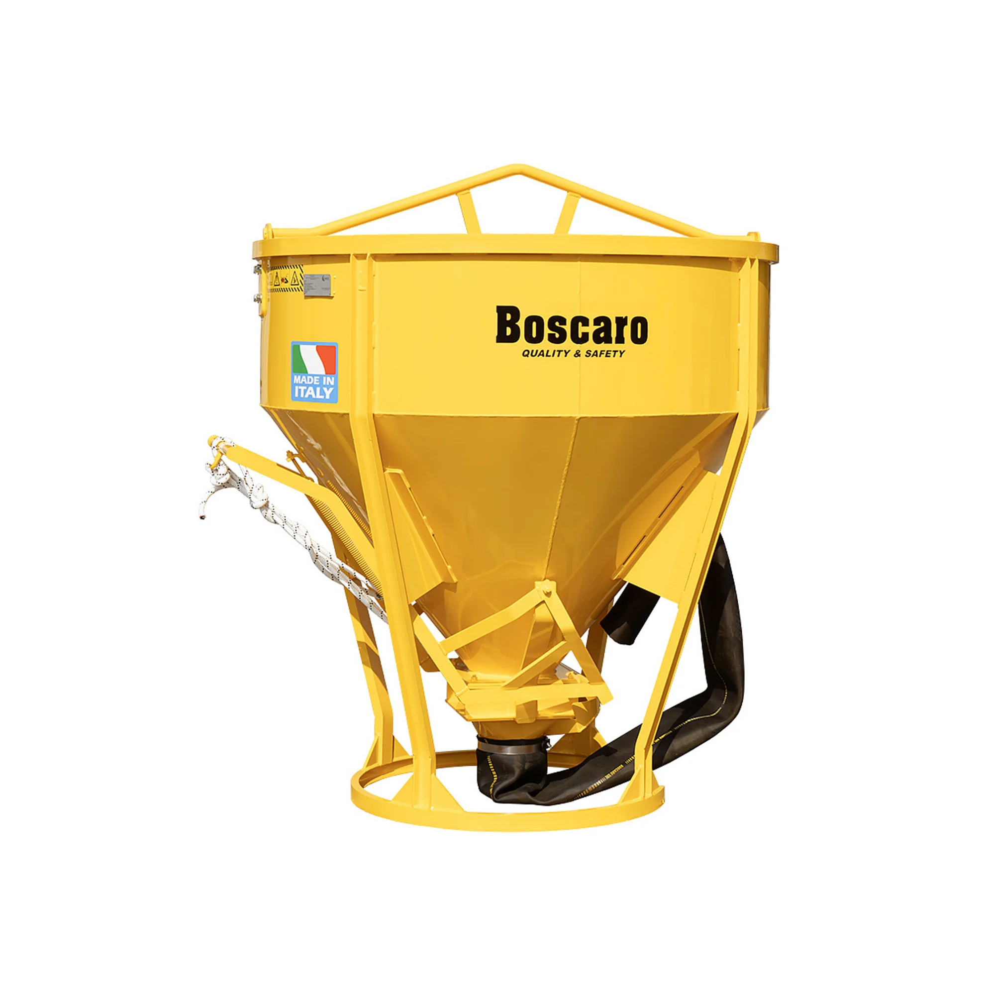Heavy duty conical concrete bucket with rubber hose - Boscaro Italia