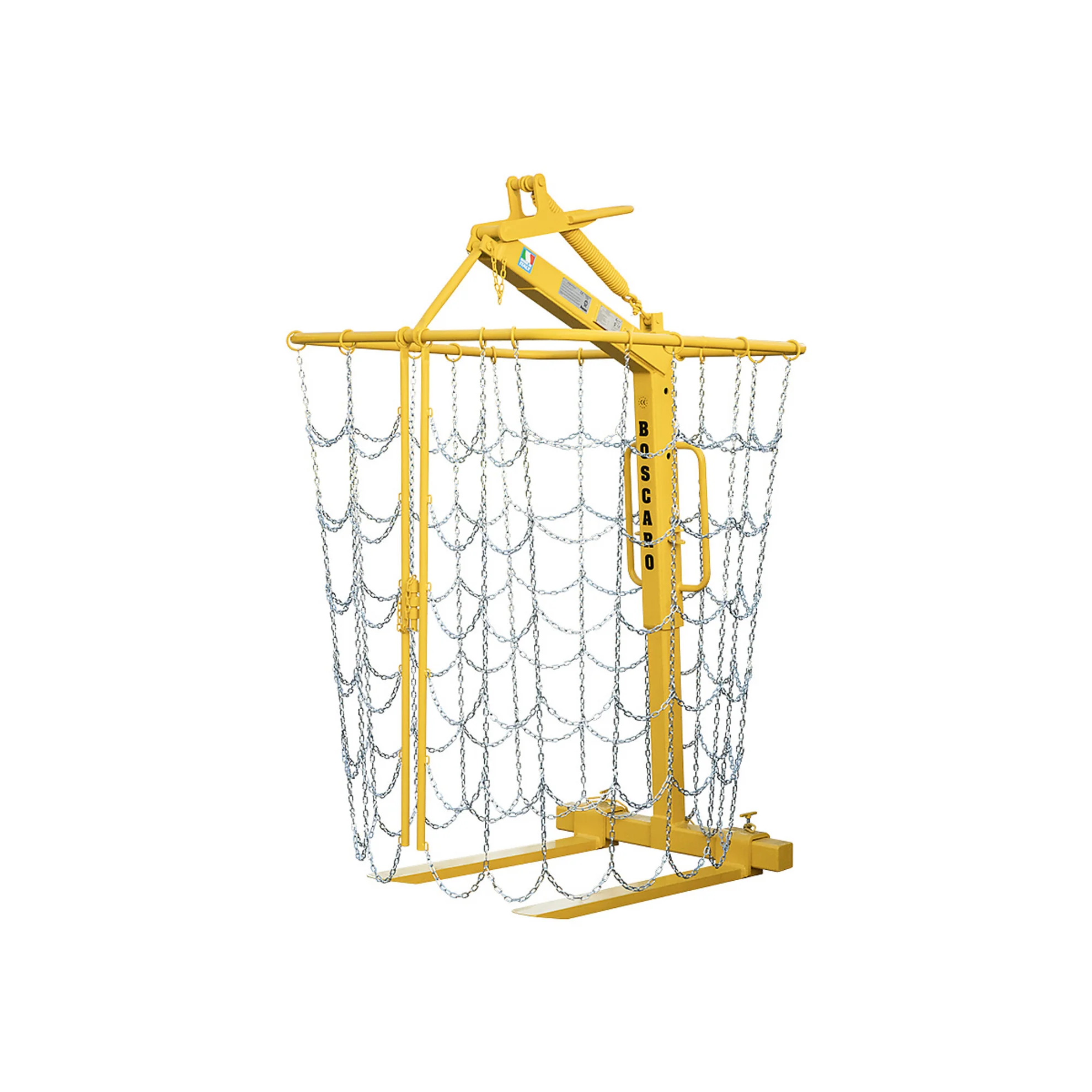 Telescopic self levelling crane fork with chain safety cage - Boscaro ...