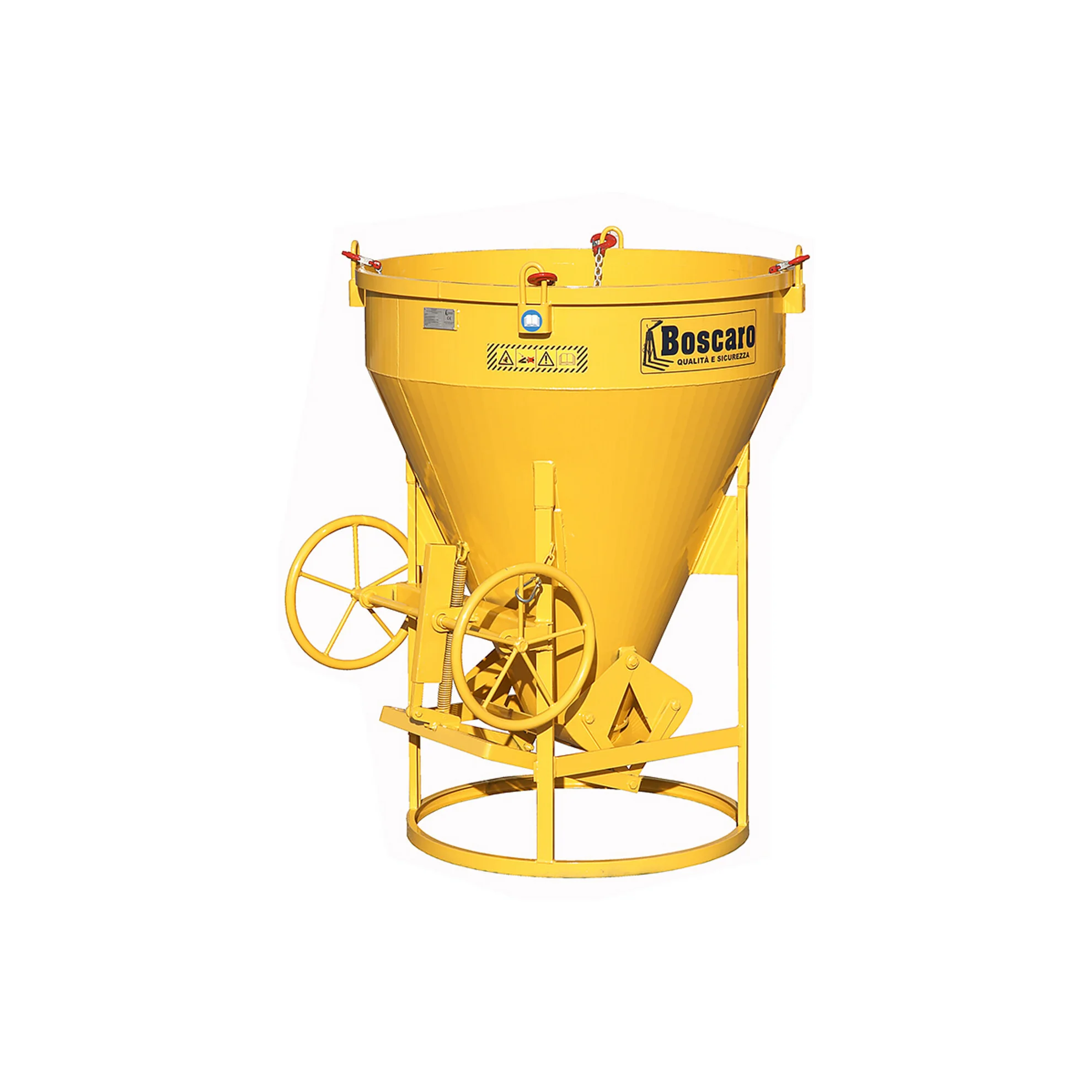 Heavy duty conical concrete bucket with central discharge and ...