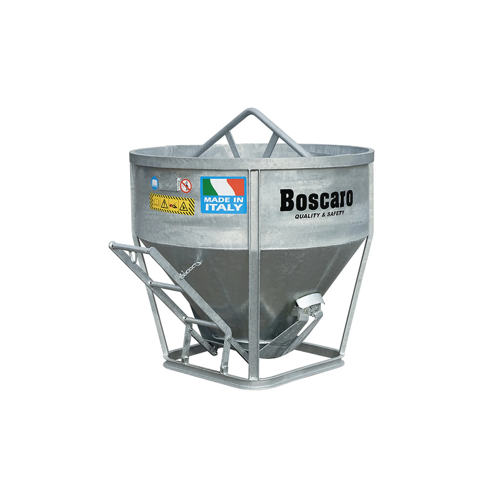 Galvanized conical concrete bucket with bottom discharge - Boscaro Italia