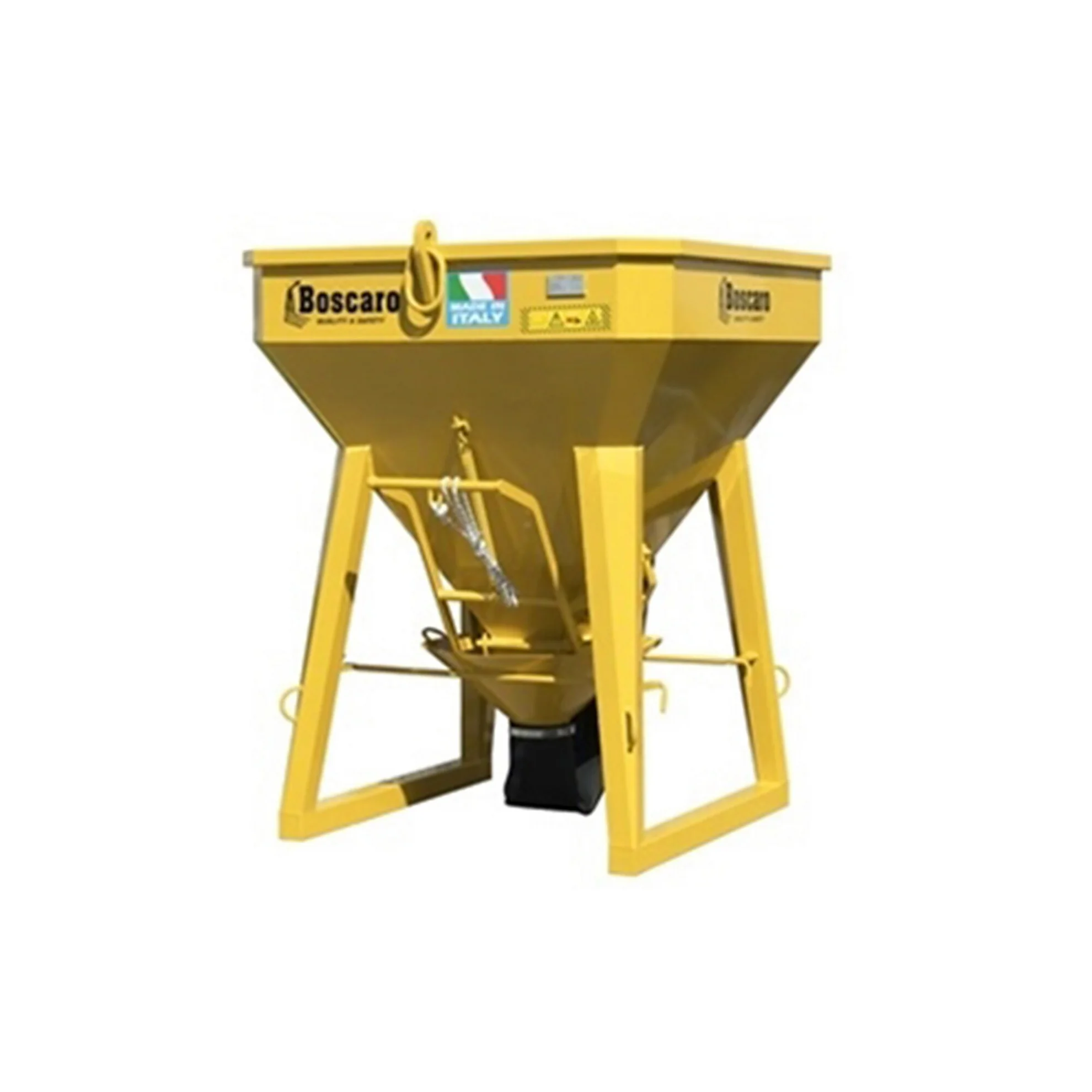 Concrete column skip with rubber hose, levered opening, and lateral ...